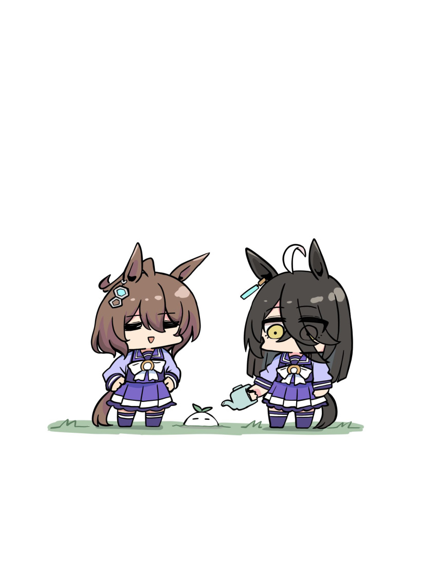 Safebooru - 2girls :> agnes tachyon (umamusume) ahoge animal ears black ...