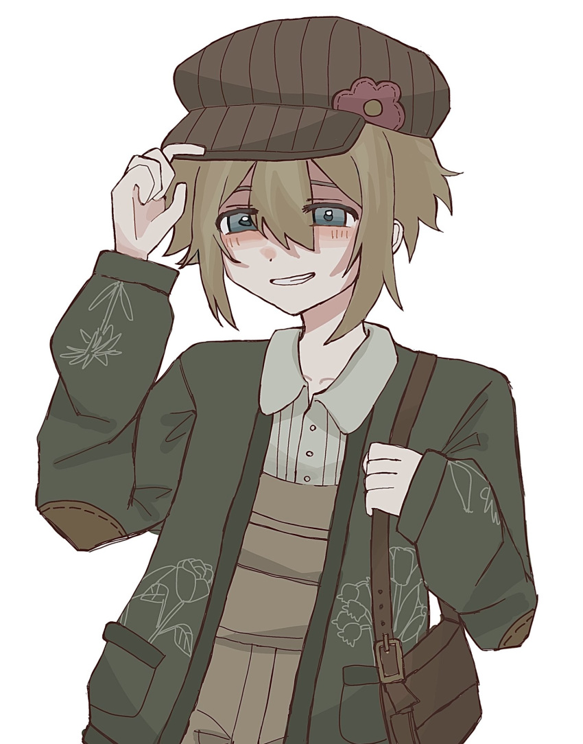 Safebooru - 1boy adjusting clothes adjusting headwear arm up basil ...