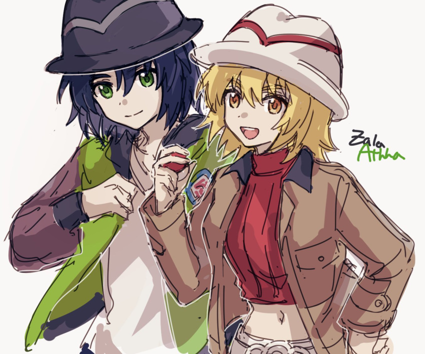 Safebooru - 1boy 1girl athrun zala black hat blonde hair blue hair ...