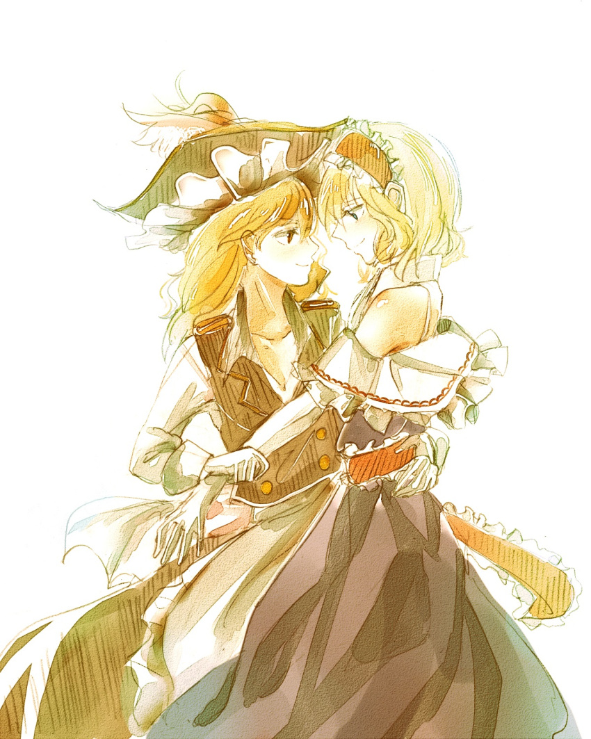 Safebooru - 2girls adapted costume alice margatroid apron bare shoulders blonde hair blue eyes ...
