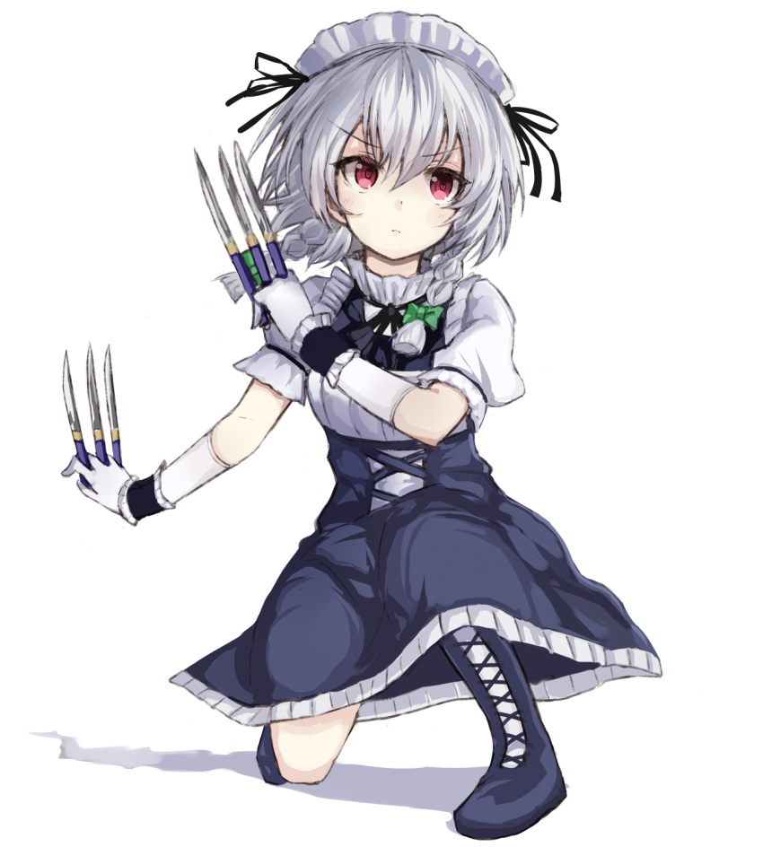 Safebooru - 1girl braid highres izayoi sakuya knife kou mashiro short ...