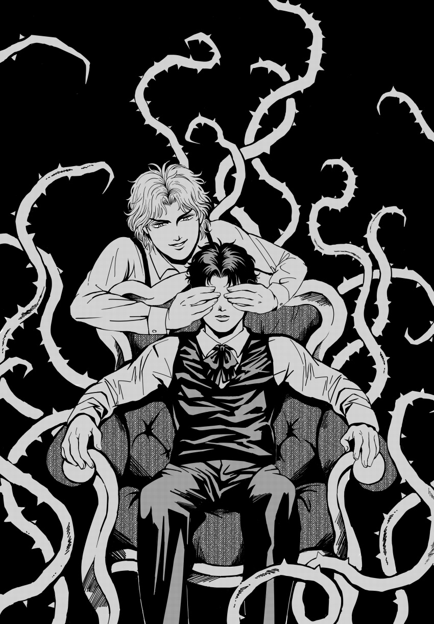 Safebooru - 2boys absurdres chair covering eyes dio brando highres jojo ...