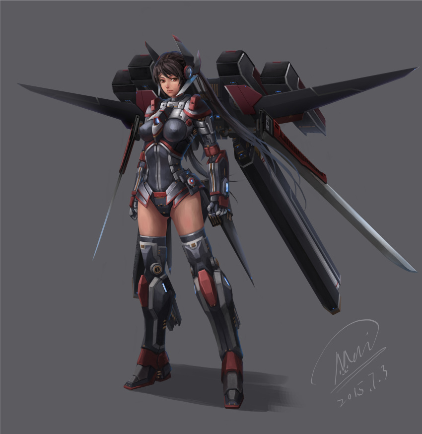 Safebooru - 1girl absurdres arched back armor armored boots artist name ass visible through ...