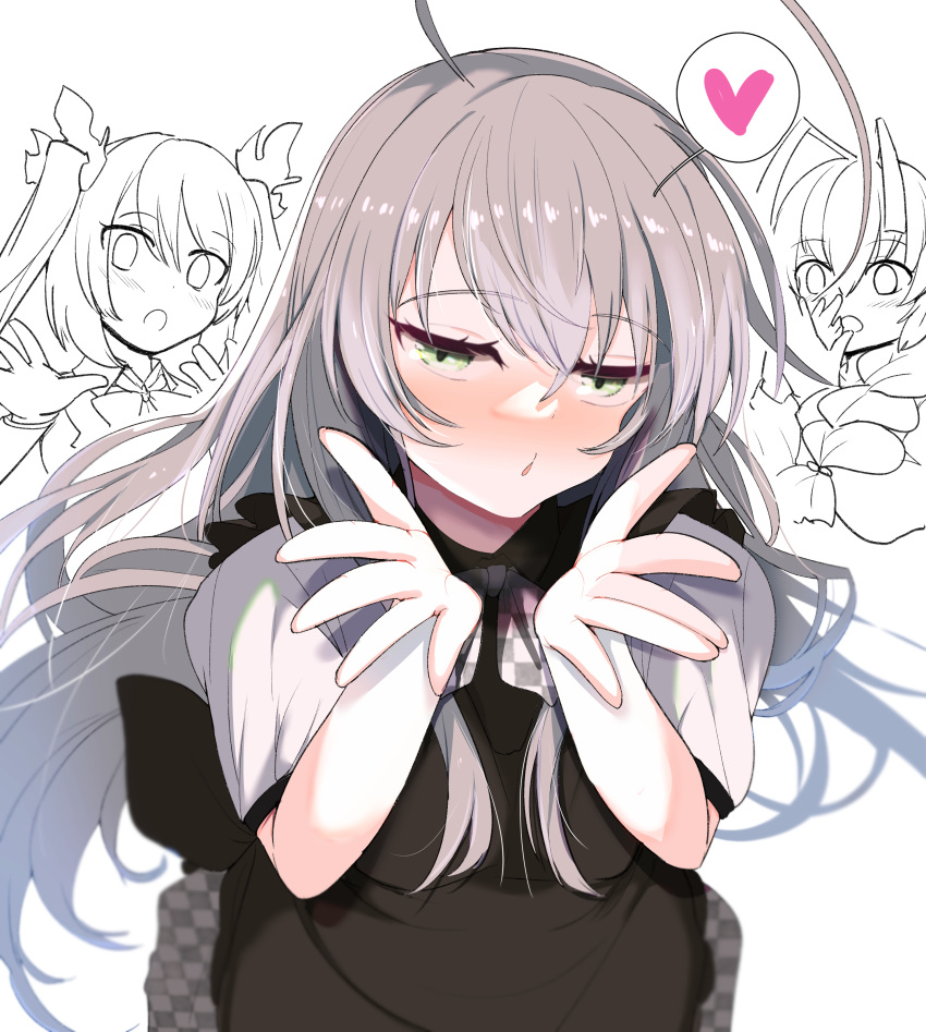 Safebooru - 1boy 2girls absurdres ahoge antenna hair black dress ...