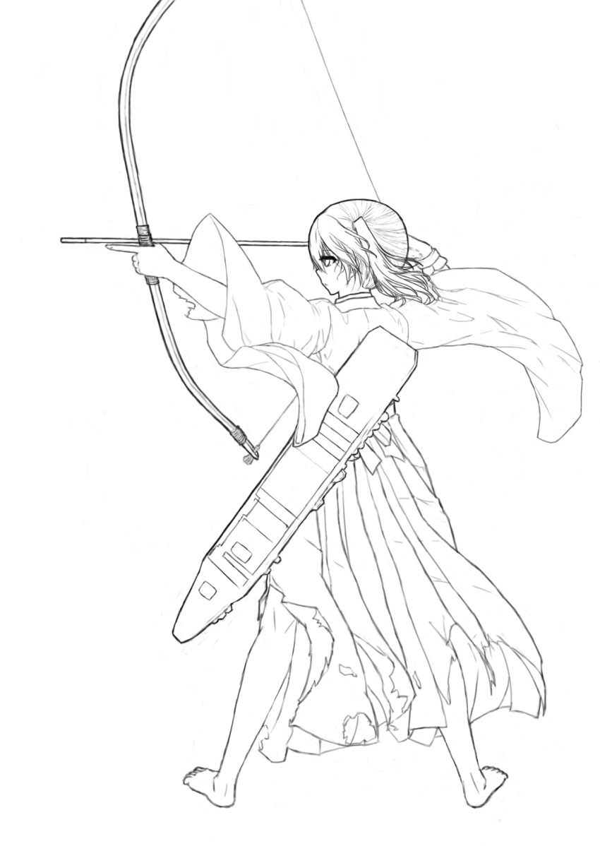 Safebooru - archery arrow bow (weapon) flight deck hakama skirt highres ...