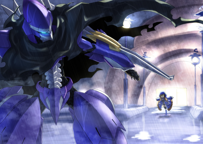 Safebooru - blue eyes cloak glowing glowing eyes green eyes hood if ...