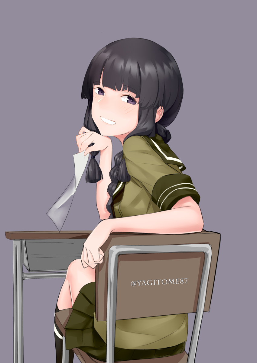 Safebooru 1girl Absurdres Bangs Black Hair Blunt Bangs Braid Chair