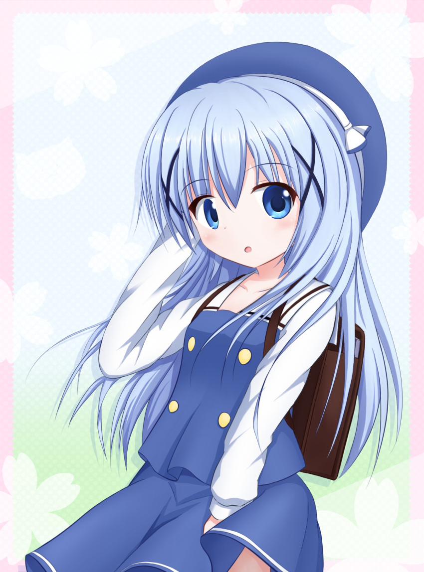 Safebooru - 1girl blue eyes blue hair gochuumon wa usagi desu ka? hair ornament highres kafuu ...
