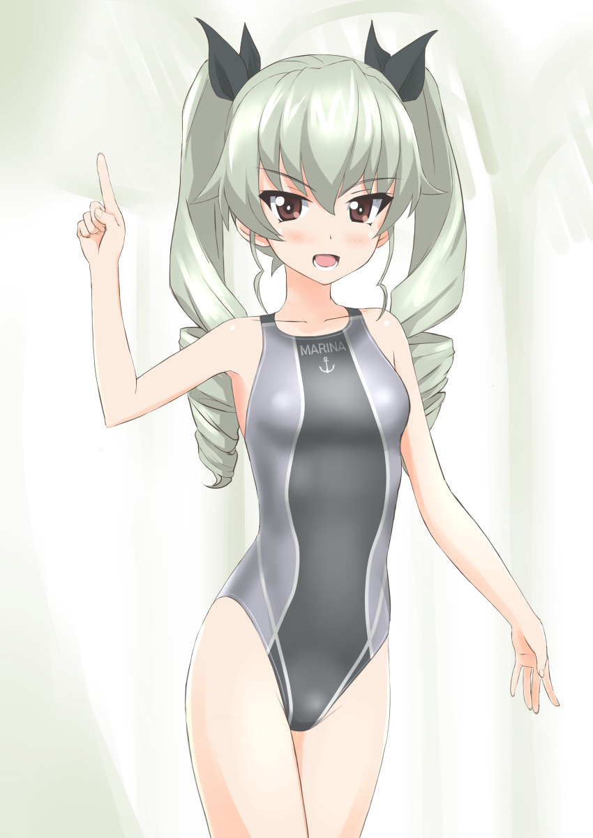Safebooru - 1girl absurdres anchovy brown eyes competition swimsuit drill hair girls und panzer ...