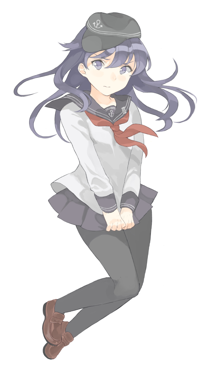 Safebooru - 1girl akatsuki (kantai collection) anchor symbol badge black legwear flat cap full ...