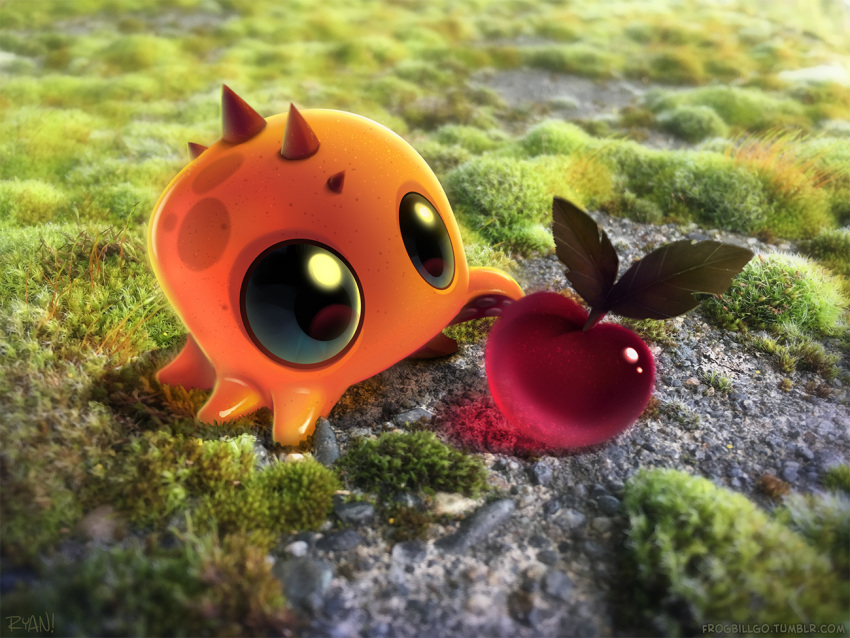 Safebooru - artist name cherry creature fantasy food frogbilgo fruit ...