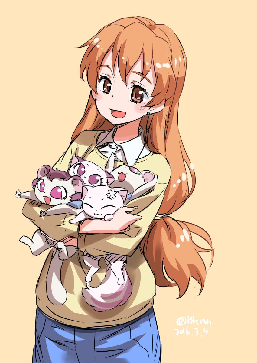 Safebooru - 1girl :3 alternate hairstyle animal animal hug azukina ...