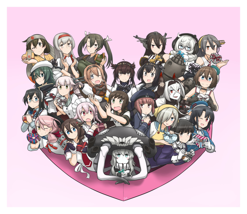 Safebooru - >:) 6+girls :| ;d absurdly long hair absurdres ahoge air defense hime akashi (kantai ...