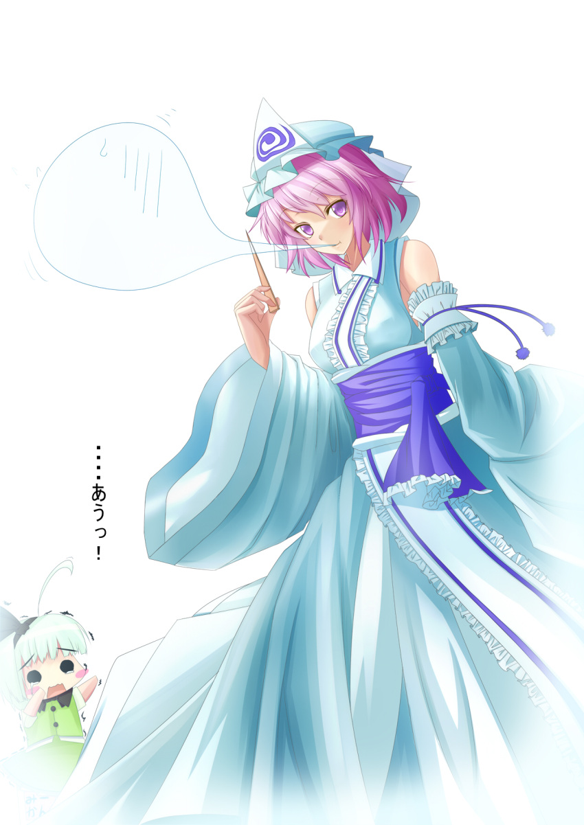 Safebooru - 2girls adapted costume ahoge bare shoulders blue dress blush stickers chibi detached ...