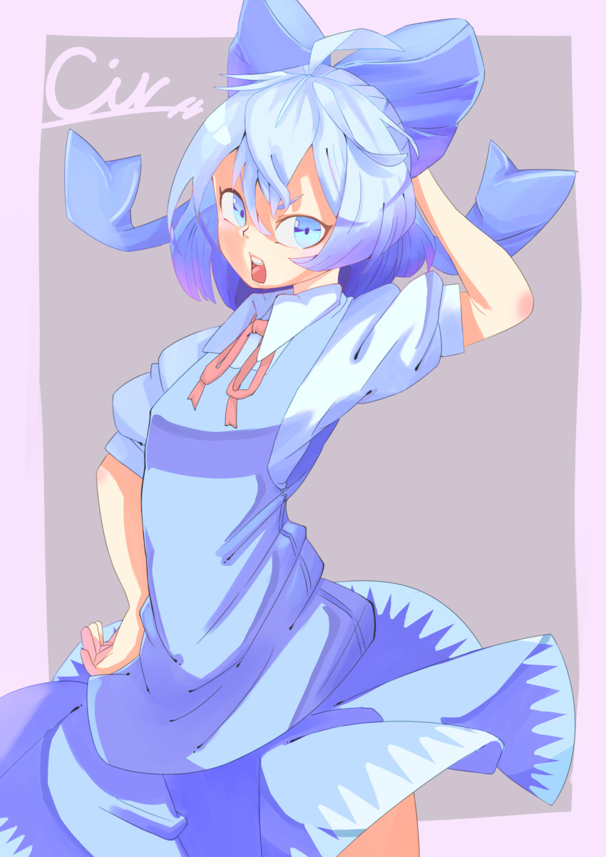 Safebooru - 1girl absurdres blue eyes blue hair bow cirno hair bow hand ...
