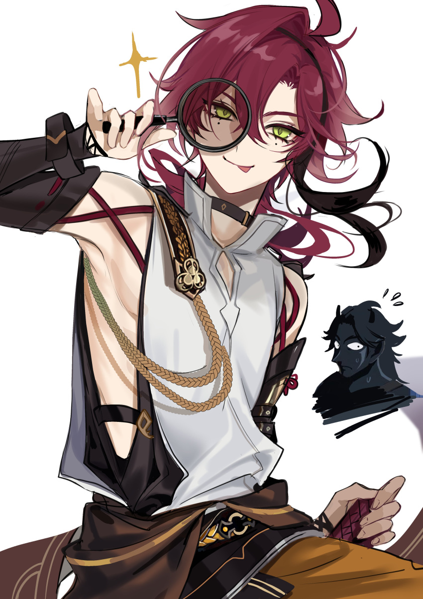 Safebooru - 2boys absurdres ahoge aiguillette arataki itto armor black choker brown hair choker ...