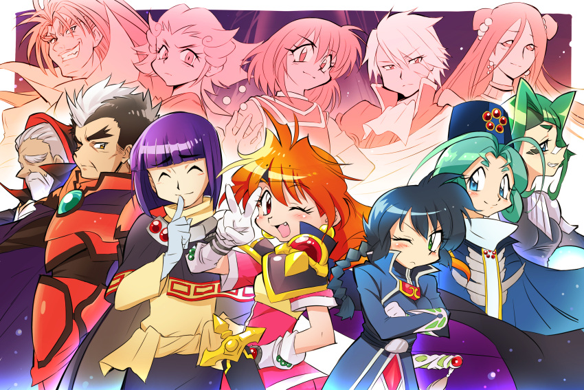 Safebooru - 6+boys 6+girls beard black hair blue eyes blue hair chaos ...