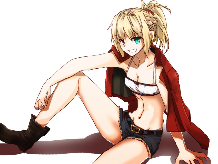 Safebooru - 1girl belt blonde hair braid collarbone denim denim shorts fate/apocrypha fate ...