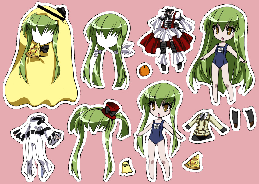 Safebooru - absurdres barefoot c.c. cc chibi code geass food highres ...