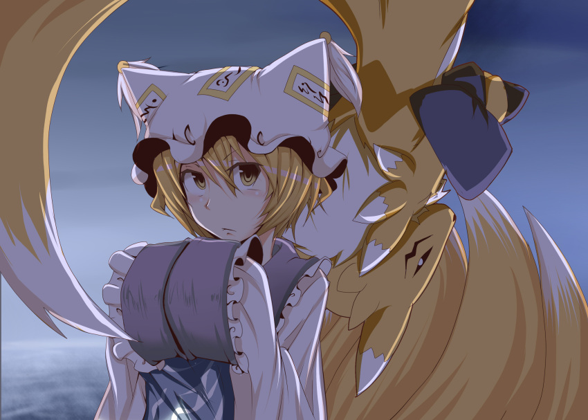 Safebooru - 2girls back-to-back blonde hair blush commentary request ...
