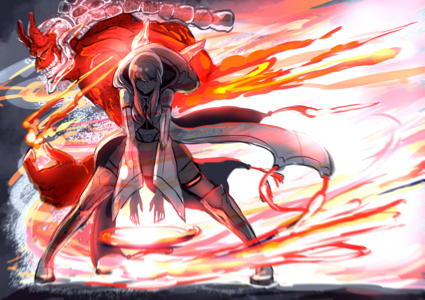 Safebooru - 1girl absurdres demon fire flame fufu (fufuichi04) full ...