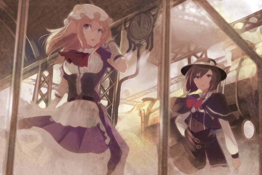 Safebooru - 2girls adapted costume alternate costume ascot belt blonde hair brown eyes brown ...