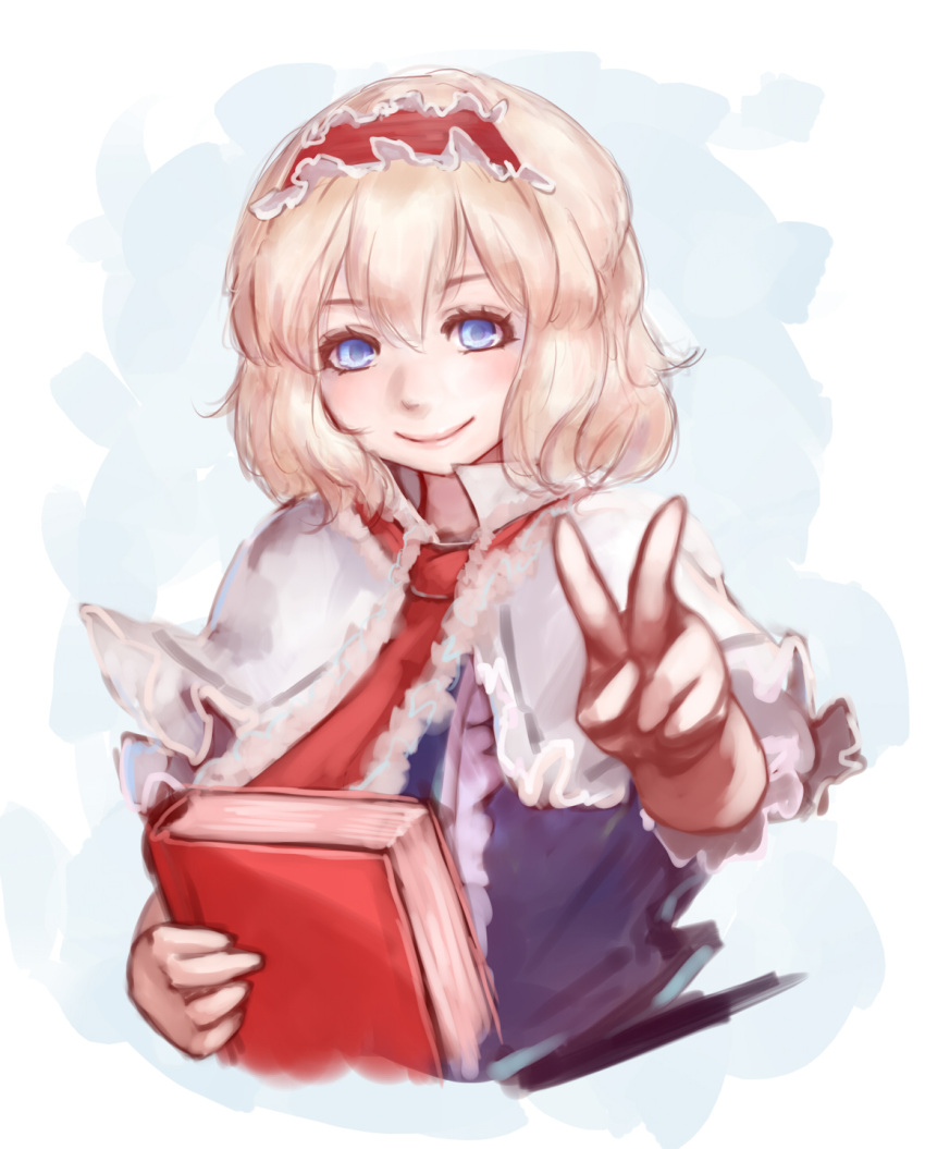 Safebooru - 1girl alice margatroid blonde hair blue dress blue eyes book capelet dress hairband ...