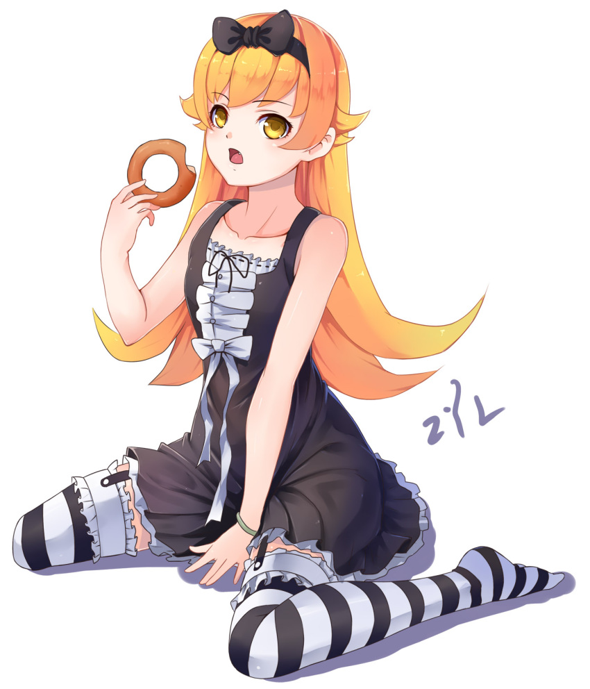 Safebooru - 1girl black dress blonde hair collarbone doughnut dress ...
