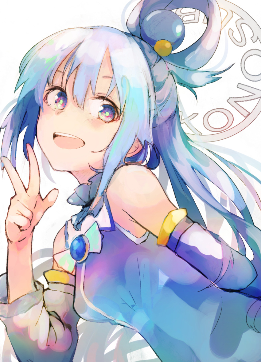 Safebooru 1girl Aqua Konosuba Bare Shoulders Blue Eyes Blue Hair