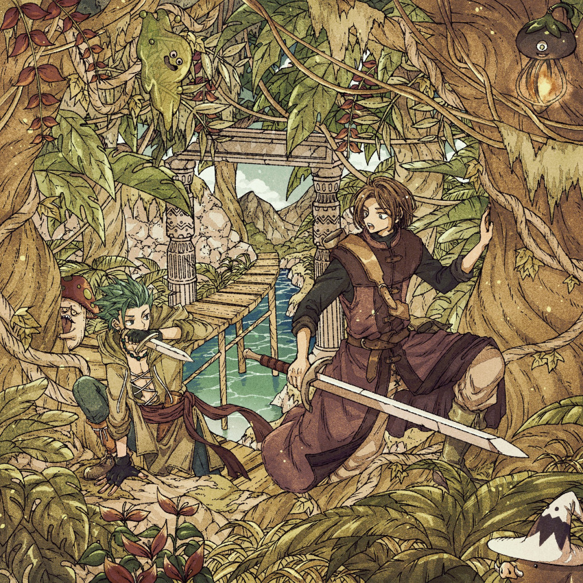 Safebooru - 2boys aqua hair black gloves black shirt boar boardwalk ...
