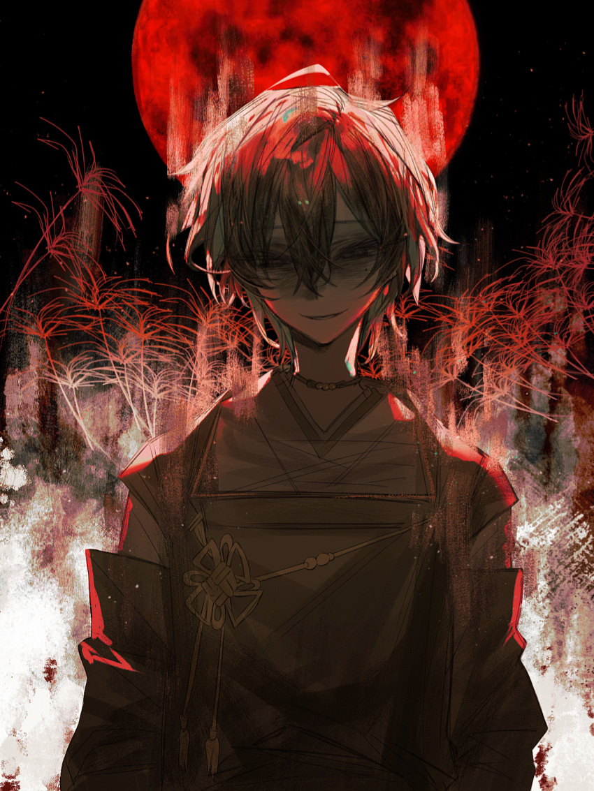 Safebooru - 1boy black eyes black hair chinese commentary commentary request detached sleeves ...