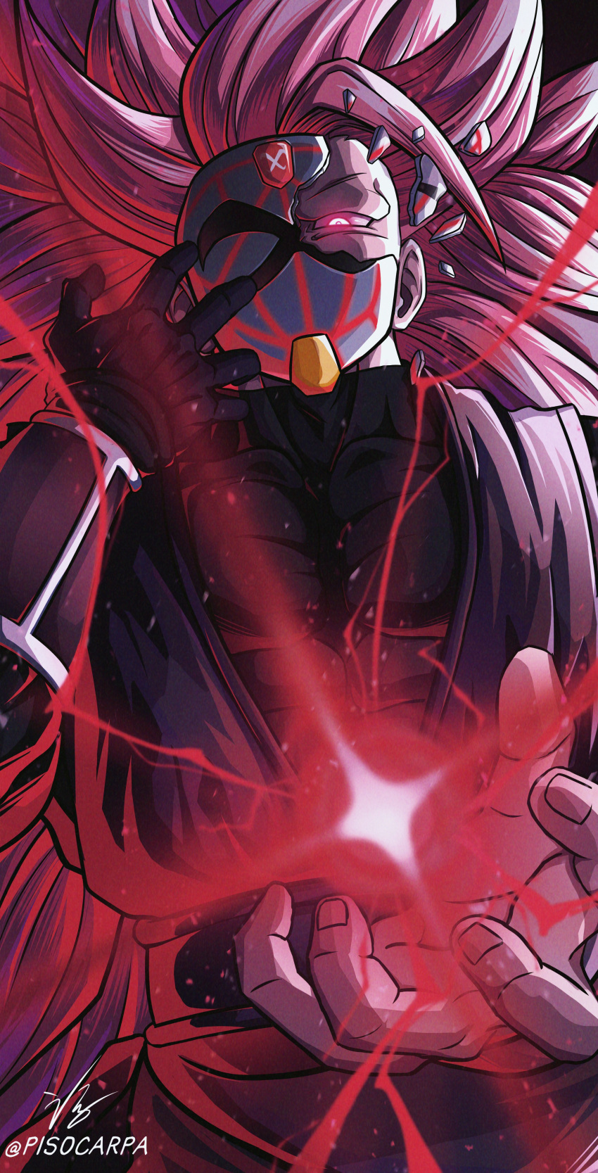 Safebooru - 1boy absurdres black gloves black shirt bracer broken mask commentary request ...