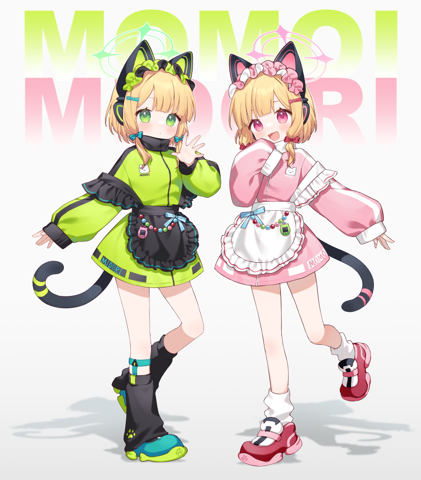 Safebooru - 2girls absurdres alternate costume animal ear headphones animal ears black leg ...