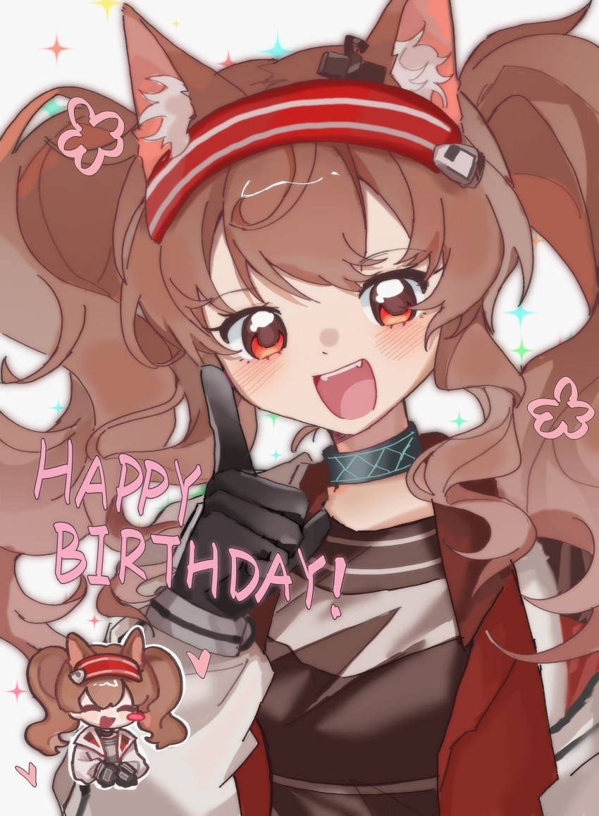 Safebooru - 1girl ^ ^ animal ear fluff animal ears argyle choker black choker black gloves black ...