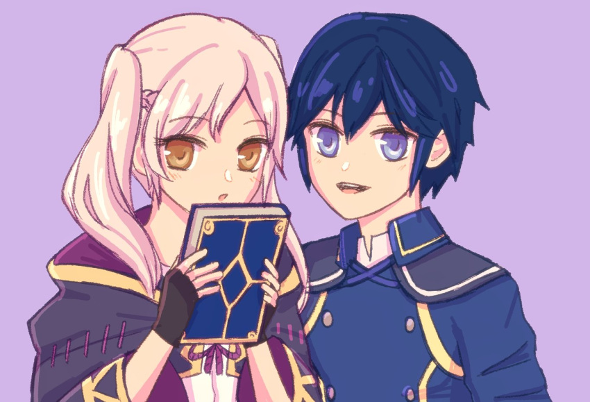 Safebooru - 1boy 1girl :d :o aged down black robe blanketwalrus blue eyes blue hair blue shirt ...