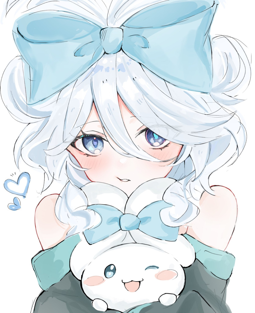 Safebooru - 1girl :3 alternate hairstyle aqua eyes bare shoulders blue bow blue eyes blush blush ...