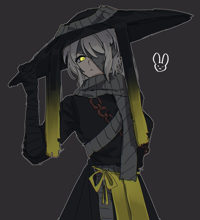 Safebooru - 1girl ajirogasa bandaged arm bandages chain conical hat ...