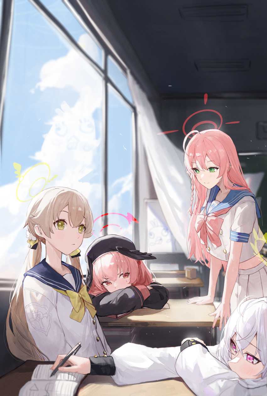 Safebooru - 4girls absurdres azusa (blue archive) black hat black wings ...