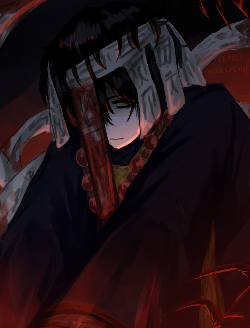 Safebooru - 167pilled 1boy absurdres beads black cloak black eyes black ...