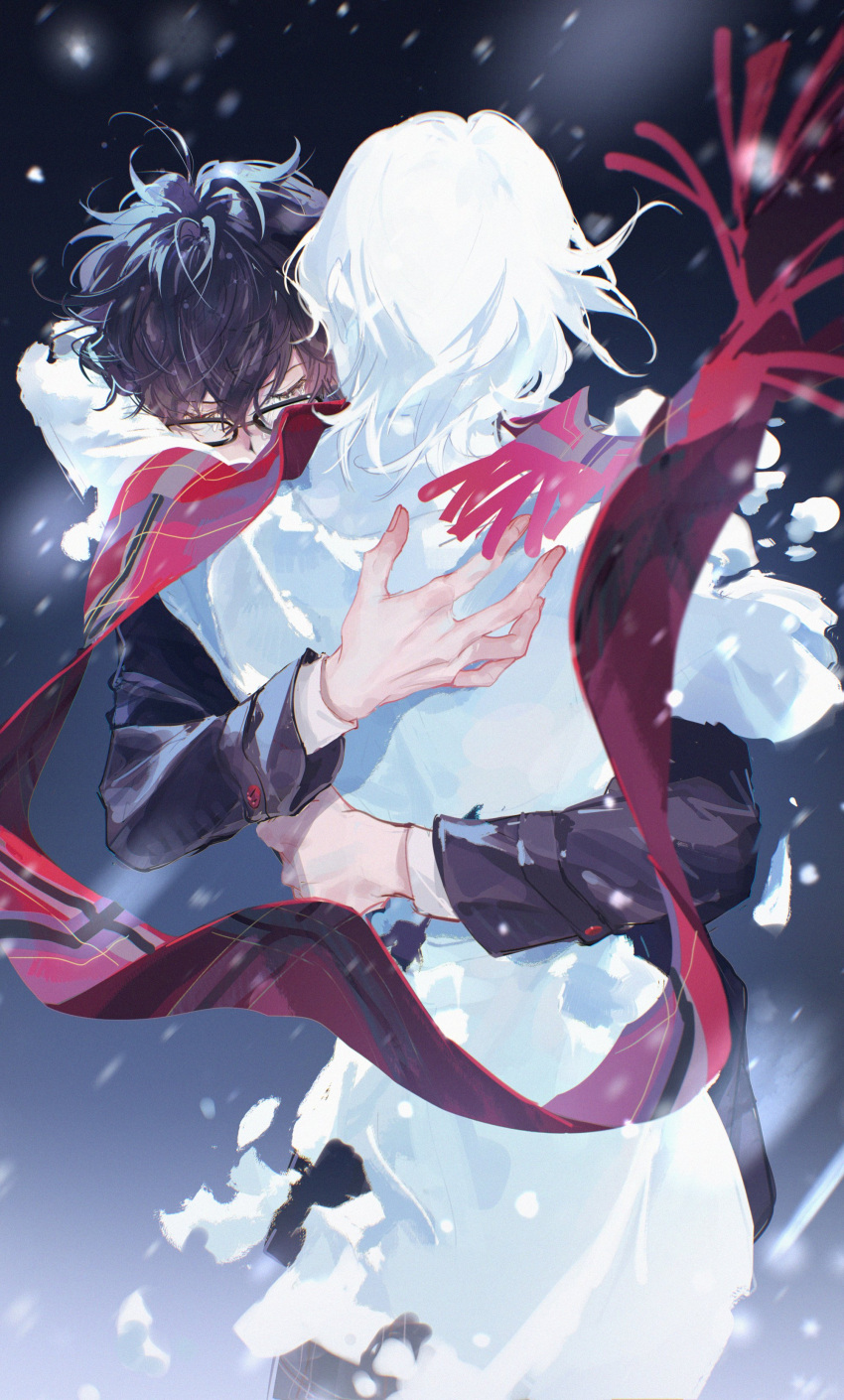 Safebooru - 1boy absurdres amamiya ren black hair black jacket character snowman closed eyes ...