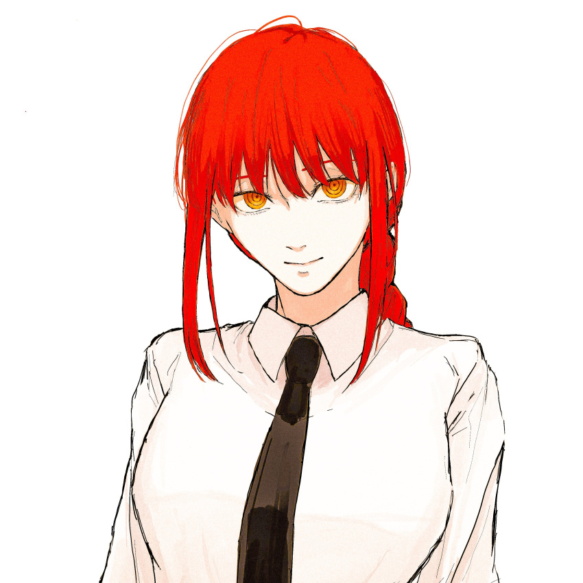 Safebooru - 1girl absurdres black necktie braid braided ponytail chainsaw man closed mouth ...