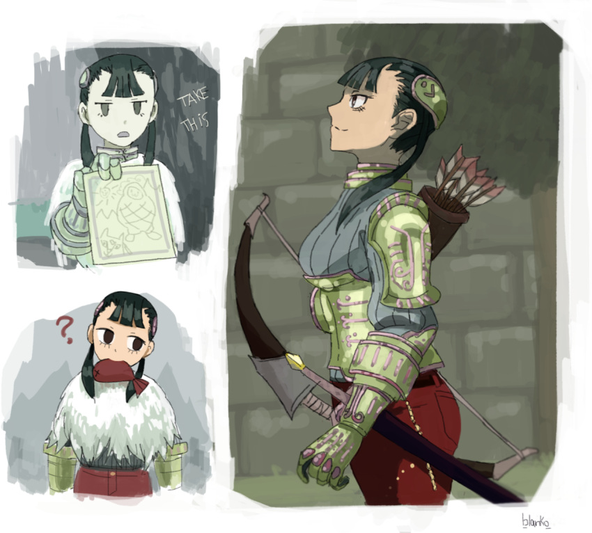 Safebooru - 1girl ? armor armored collar arrow ashei bangs black hair ...