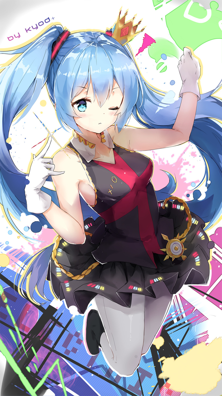Safebooru - blue eyes blue hair blush dress hatsune miku long hair smile twintails vocaloid wink ...