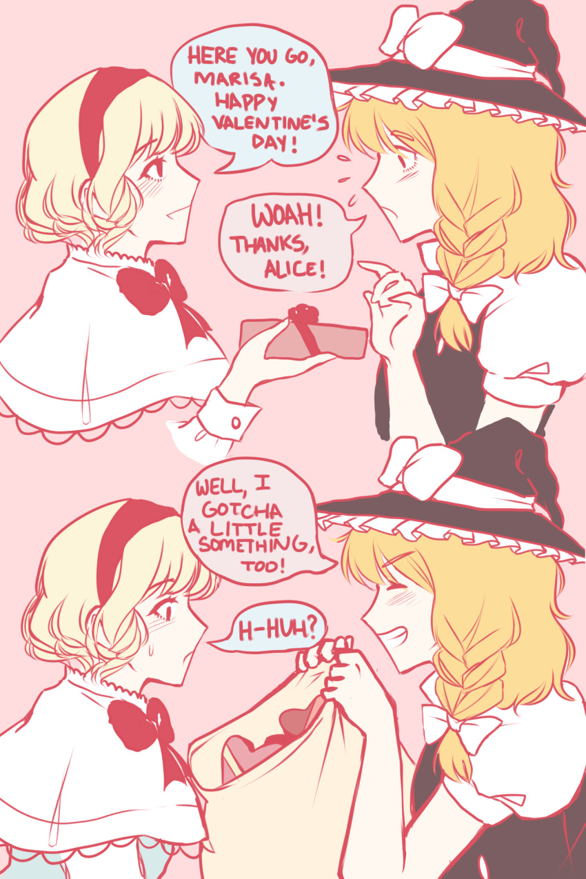 Safebooru - 2girls 2koma alice margatroid blonde hair blush bow box braid closed eyes comic ...