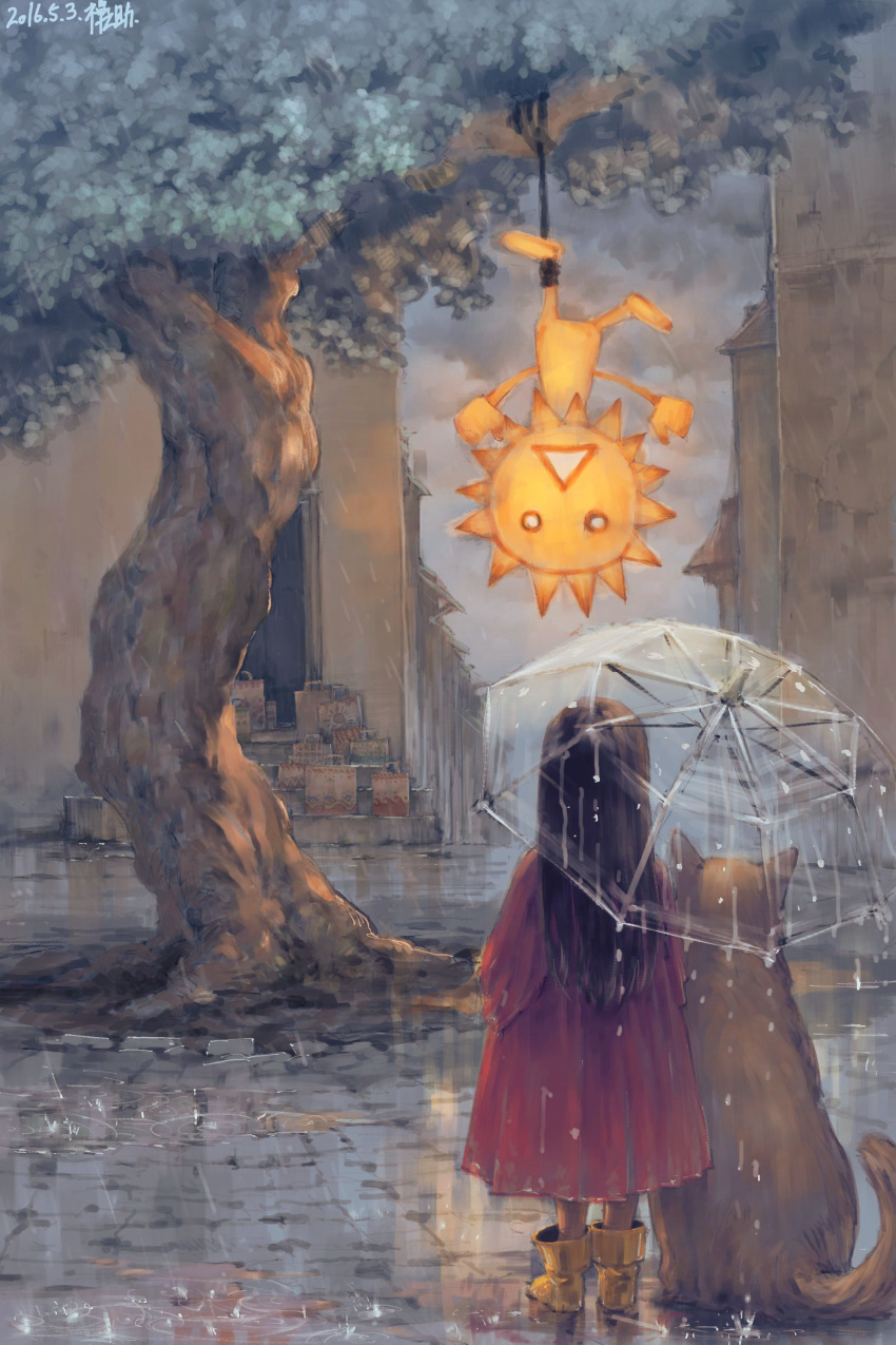 Safebooru - 1girl 2016 absurdres animal artist name black hair boots ...