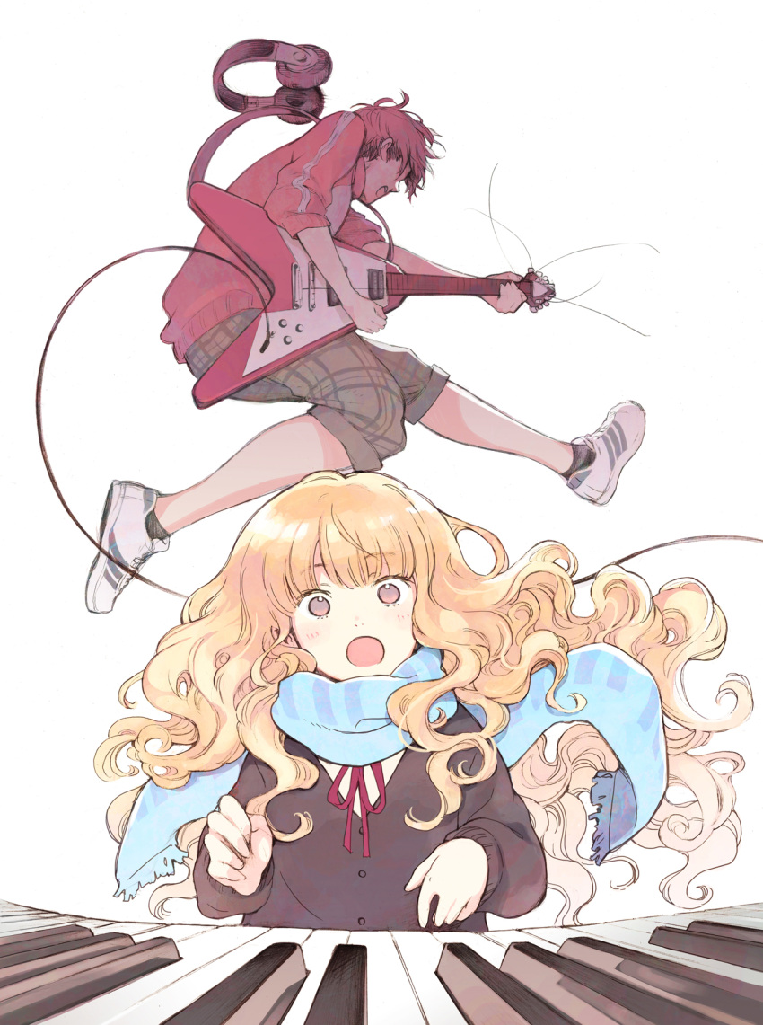 Safebooru - 1boy 1girl blonde hair electric guitar fujicue!!! ~fuji cue ...