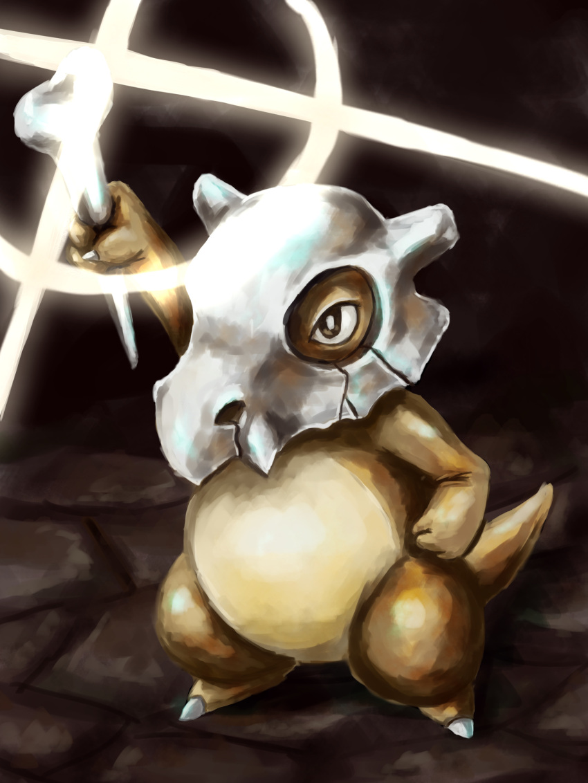 Safebooru - absurdres arm up bone brown eyes cubone full body highres ...
