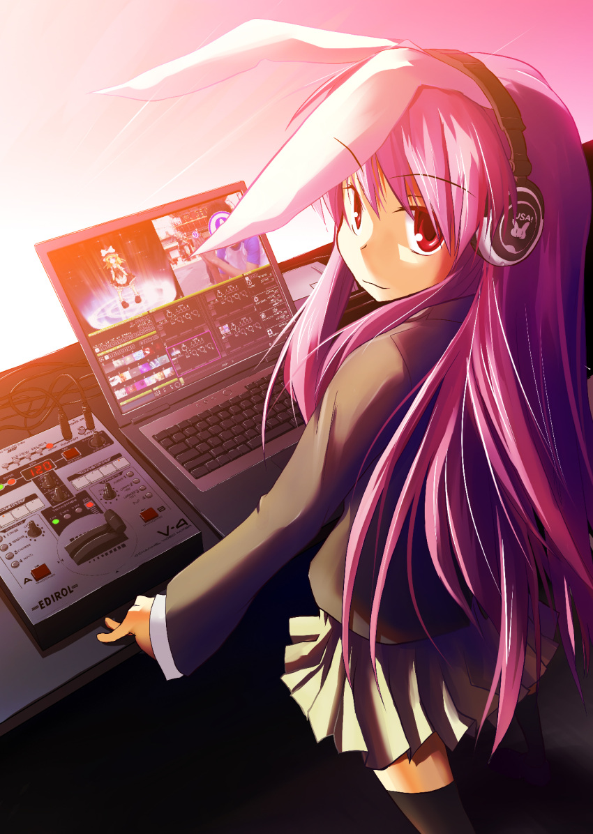Safebooru - ⑨ ? blazer bunny ears headphones highres instrument ...
