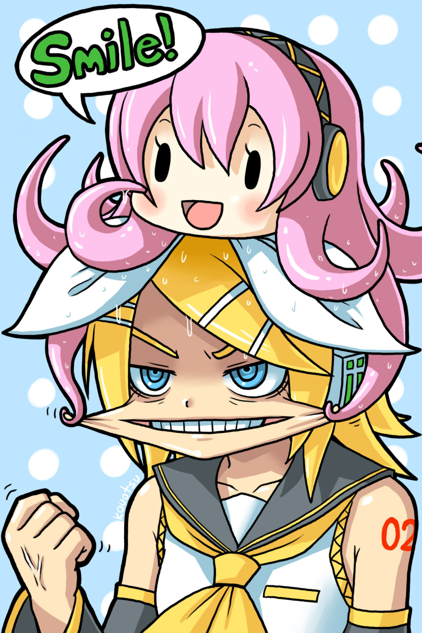 Safebooru - angry blonde hair blue eyes blush cheek tug chibi clenched ...