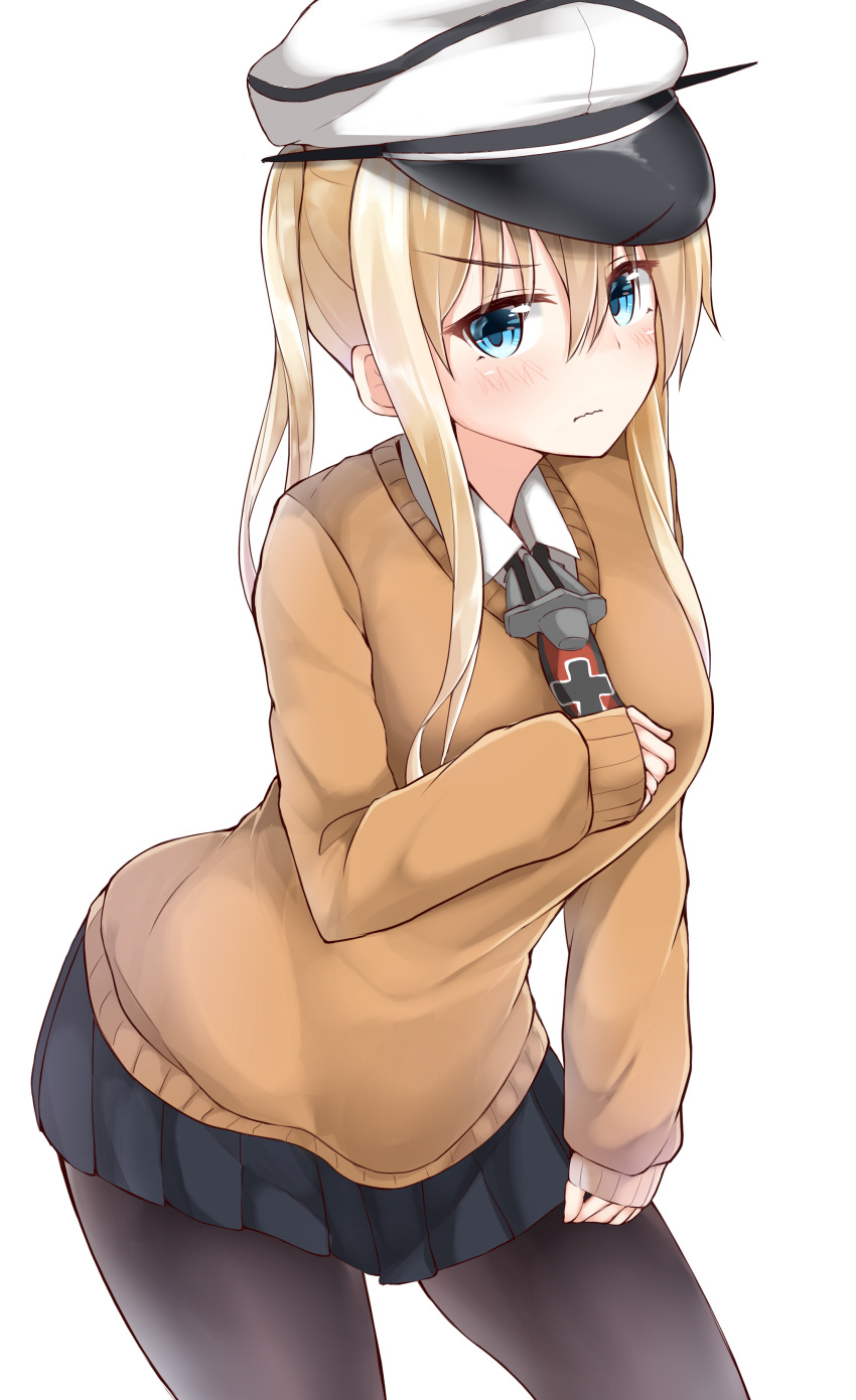 Safebooru - 1girl absurdres alternate costume arched back blonde hair blush cardigan commentary ...